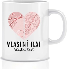 Personalizovaný klasický bílý keramický hrníček 300 ml - Dvě místa, jedno srdce