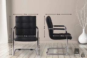 Konferenční židle Gandia pravá kůže chromovaná konstrukce – černá