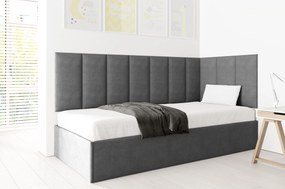 Eka Čalouněná postel Lucy s čalouněnými panely ZDARMA - 90x200 cm Barva látky Trinity: Černá (Trinity 2316)