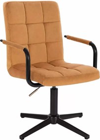 LuxuryForm DESIGN Otočná židle VERONA BLACK VELUR na černém kříži - medová