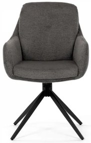 Jídelní židle 180° otočná lanýžová voděodolná látka, černý kov DCH-P3174 GREY2