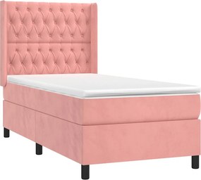 Box spring postel s matrací růžová 80 x 200 cm samet 3132830