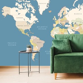 Tapeta mapa s vintage prvky - 225x150 cm