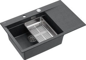 Černý kuchyňský granitový dřez QUADRON Josh 111 s příslušenstvím bez baterie