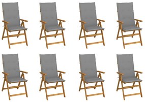 Skládací židle s polštáři, 8 ks, masivní akáciové dřevo 3075055