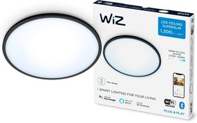 Wiz tunable white 8719514337992 led stropní svítidlo superslim 1x14w | 1400lm | 2700-6500k - stmívatelné, černá
