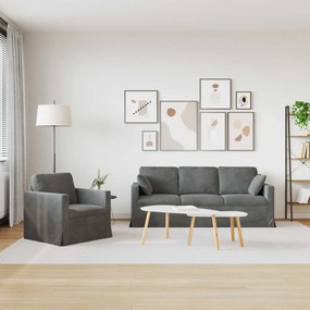 Set pohovek 2 ks Tmavě šedá samet 3407596
