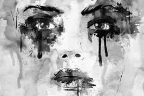 Tapeta plačící žena černobílá - 225x150 cm