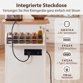 Costway Kuchyňský vozík s držákem, kořenkou a zásuvkou, bílý
