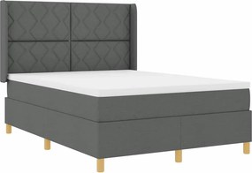Postel s boxspringem s čelo Tmavě šedá 140 x 200 cm textil 3341897