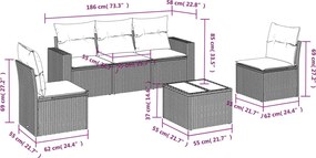 vidaXL 6dílná zahradní sedací souprava s poduškami polyratan [3218785] Barva: Černá a krémová