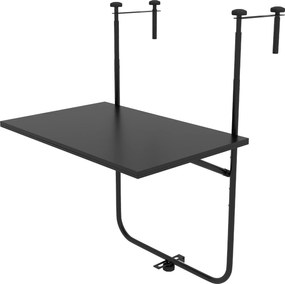 Balkonový stolek Outsunny pro zavěšení Skládací závěsný stolek 3-násobně výškově nastavitelný do 15 kg 62x60 cm černý pro balkon a terasu | Aosom.de