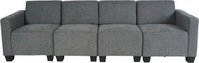 Modulární 4místná rozkládací pohovka Lyon, látka/textil ~ šedá