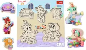 Trefl - Vkládačka - Dřevěná vkládačka Treflíci a medvídek / 18 měsíců+