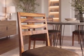 Designová židle Timber Sheesham / hnědé mikrovlákno