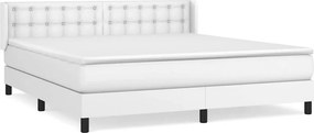 Box spring postel s matrací bílá 180x200 cm umělá kůže 3130794