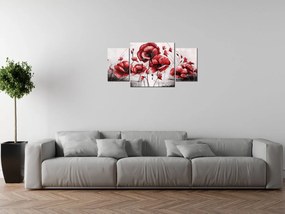 Gario Obraz s hodinami Červené Vlčí máky - 3 dílný Rozměry: 80 x 40 cm
