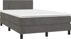 Box spring postel s matrací a LED tmavě šedá 120x200 cm samet 3134274