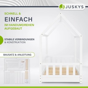 Juskys Dětská domečková postel Marli 90 × 200 cm Barva: Bílá, Velikost: 90 × 200 cm