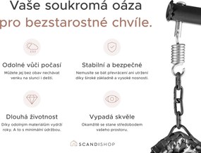 Šedé závěsné křeslo KOKON bez stojanu, bílo-šedý polštář