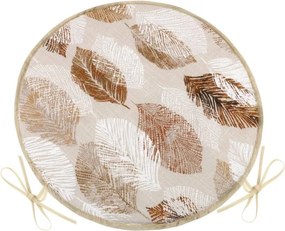 Bellatex Sedák EMA kulatý hladký průměr 40 cm Listy Béžová,Hnědá
