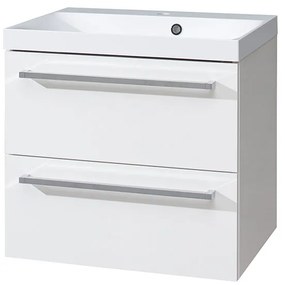 Mereo Mereo, Bino, koupelnová skříňka s umyvadlem z litého mramoru 61 cm, bílá, dub, CN660M
