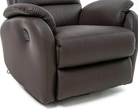 Kožené houpací křeslo s elektrickým polohováním ELEGANT 1, tm. hnědá
