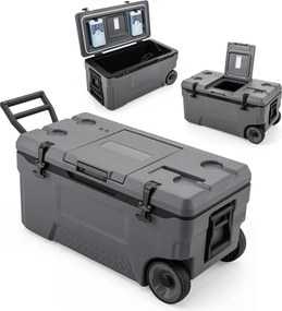 Costway Chladicí box 70 L Velký termobox z plastu s kolečky a madlem Izolovaný