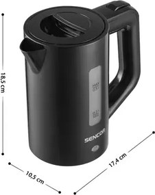 SENCOR SWK 155BK černá / Rychlovarná cestovní konvice / 1100W / 0.5L