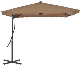 vidaXL Marketos Zahradní slunečník s ocelovou tyčí 250 x 250 cm taupe