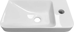 Sapho Zorba umývátko 40 x 22 cm otvor pro baterii vpravo litý mramor bílá ZB402