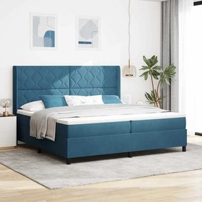 Postel s boxspringem s čelo Modrá 200 x 200 cm samet 3342084