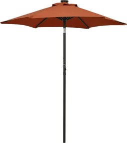 Zahradní slunečník s LED osvětlením terakota 200x211 cm hliník 313562