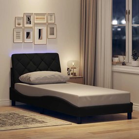 Rám postele s LED bez matrace černý 90x200 cm Látka 3310645