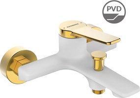 Kuchinox Alanis, nástěnná vanová baterie 150mm, bílá-zlatá lesklá, LAV-BQI_610G