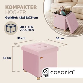 Casaria Mini taburet / stolička s úložným prostorem na nožičkách, růžový, 42 x 38 x 38 cm 109921
