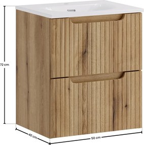 Závěsná skříňka Nova Sky se zápustným umyvadlem 50 cm dub coast evoke