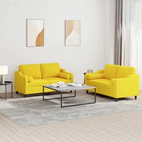 2dílná sedací souprava s polštáři světle žlutá textil 3201823