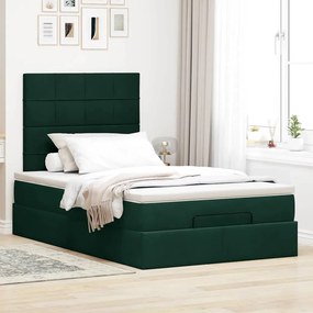 Osmanský rám postele s matracemi tmavě zelené 120x190 cm samet 3313460