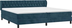 Box spring postel s matrací tmavě modrá 200x200 cm samet 3127695