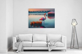 Obraz plameňák v mokřadech stojící ve vodě