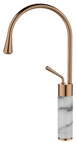 Invena Gabro, vysoká umyvadlová baterie, bílá-měděná, INV-BU-33-W18-V