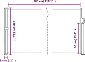 vidaXL Zatahovací boční markýza 140 x 300 cm [4004297] Barva: antracitová