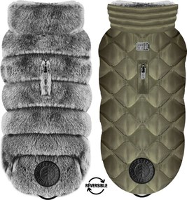 MILK&PEPPER Oboustranný kabát pro psy Victor Khaki Velikost: 26