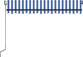 Automatická markýza LED a senzor větru 300 x 250 cm modrobílá 3069071