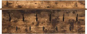 věšák, nástěnný, 1 prkno, háčky, kompozitní dřevo, 40x100x12 cm, kouřový dub, Dekorino TK20260019