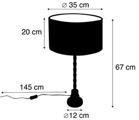 Stolní lampa v art deco stylu s sametovým stínítkem žlutá 35 cm - Pisos