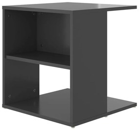 Odkládací stolek šedý s vysokým leskem 45x45x48 cm dřevotříska - Default Title
