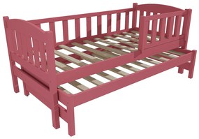 Vomaks Dětská postel s výsuvnou přistýlkou DPV 013 se zábranou Rozměr: 90 x 180 cm, Barva: barva růžová