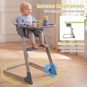 Costway 2-in-1 Vysoká židle Dětská vysoká židle s odnímatelným a nastavitelným